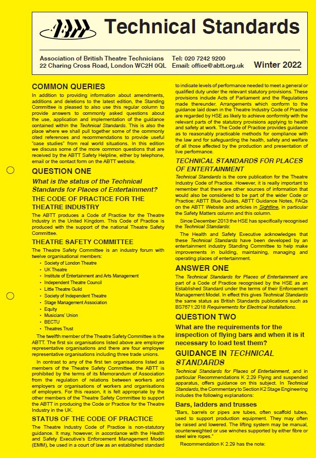 Standards Updates - Winter 2022 - Association of British Theatre ...