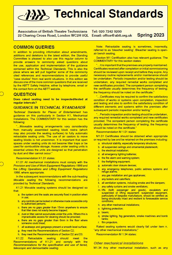 Standards Updates - Spring 2023 - Association of British Theatre ...