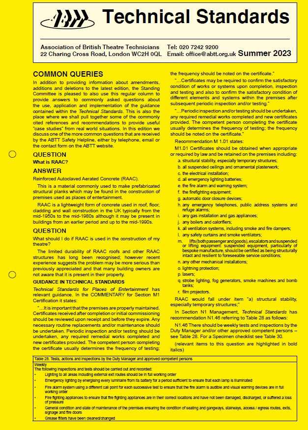 Standards Updates - Summer 2023 - Association of British Theatre ...