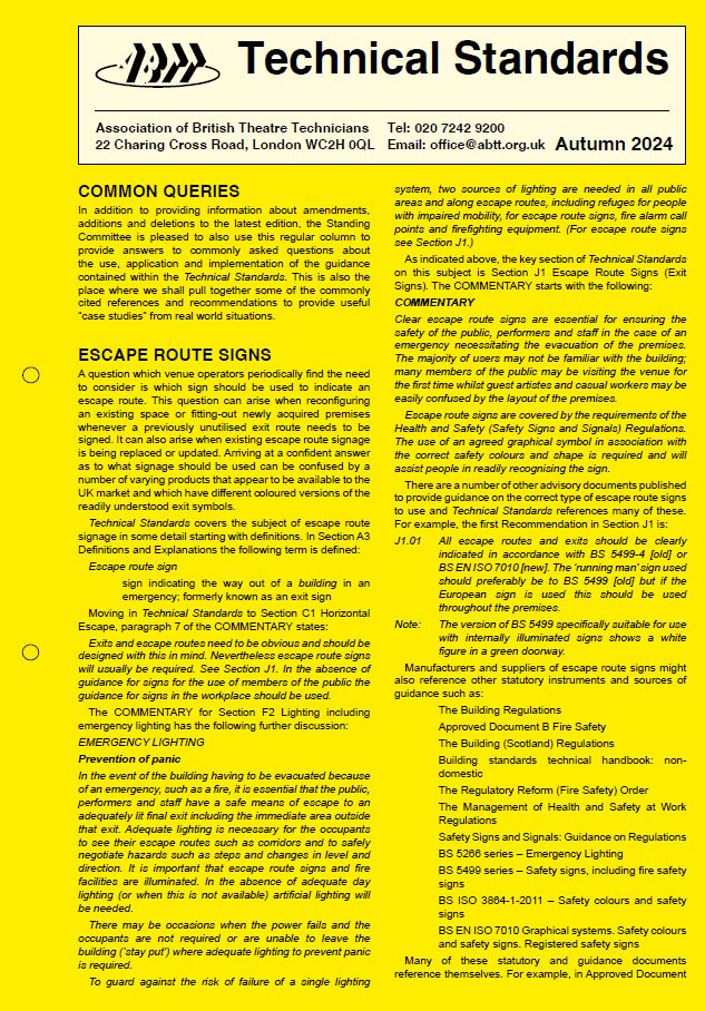 Standards Updates - Autumn 2024 - Association of British Theatre ...